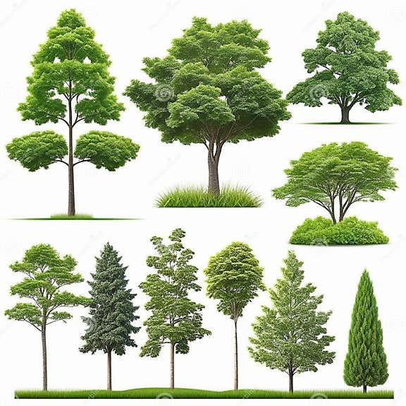 Set of Trees Isolated on White Background , Suitable for Use in ...