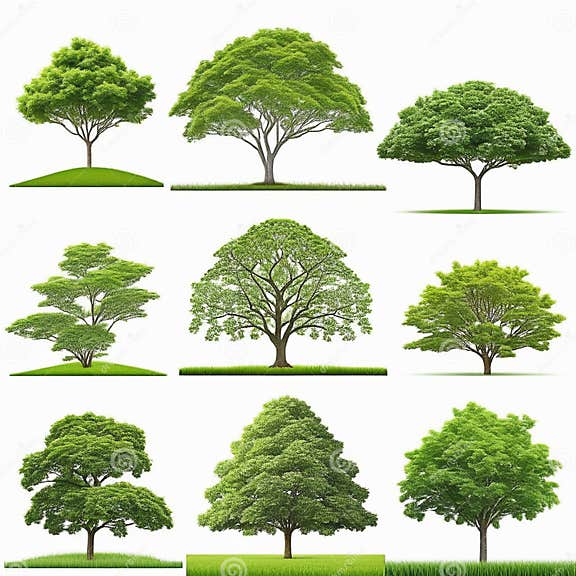 Set of Trees Isolated on White Background , Suitable for Use in ...