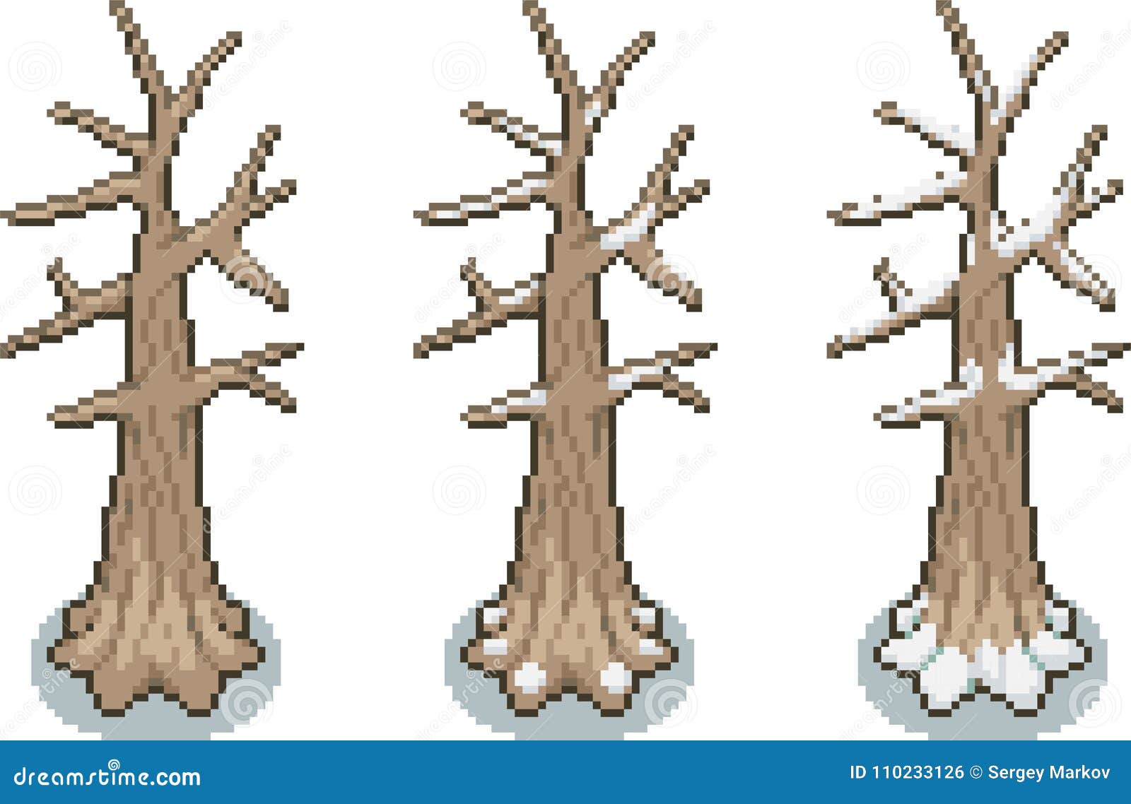 Set of Trees in Pixel Style Stock Vector - Illustration of nature ...