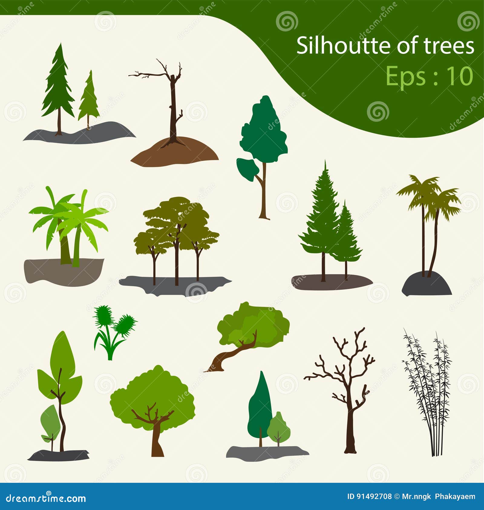 Set of trees stock vector. Illustration of environment - 91492708