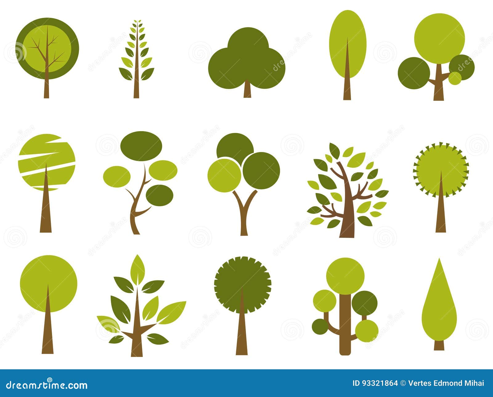Set of trees stock vector. Illustration of decorative - 93321864