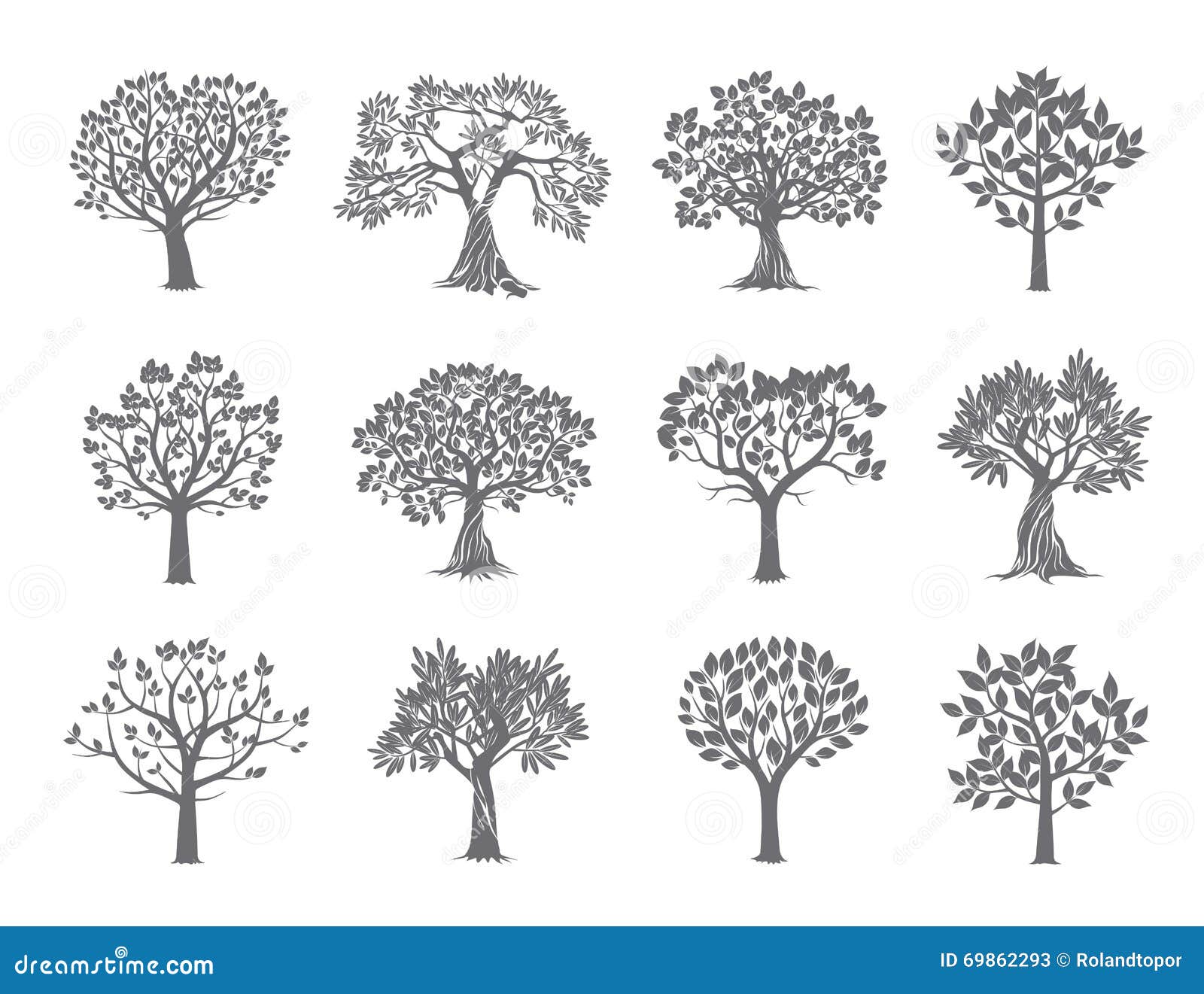 Set of Trees. Vector Illustration. Stock Illustration - Illustration of ...
