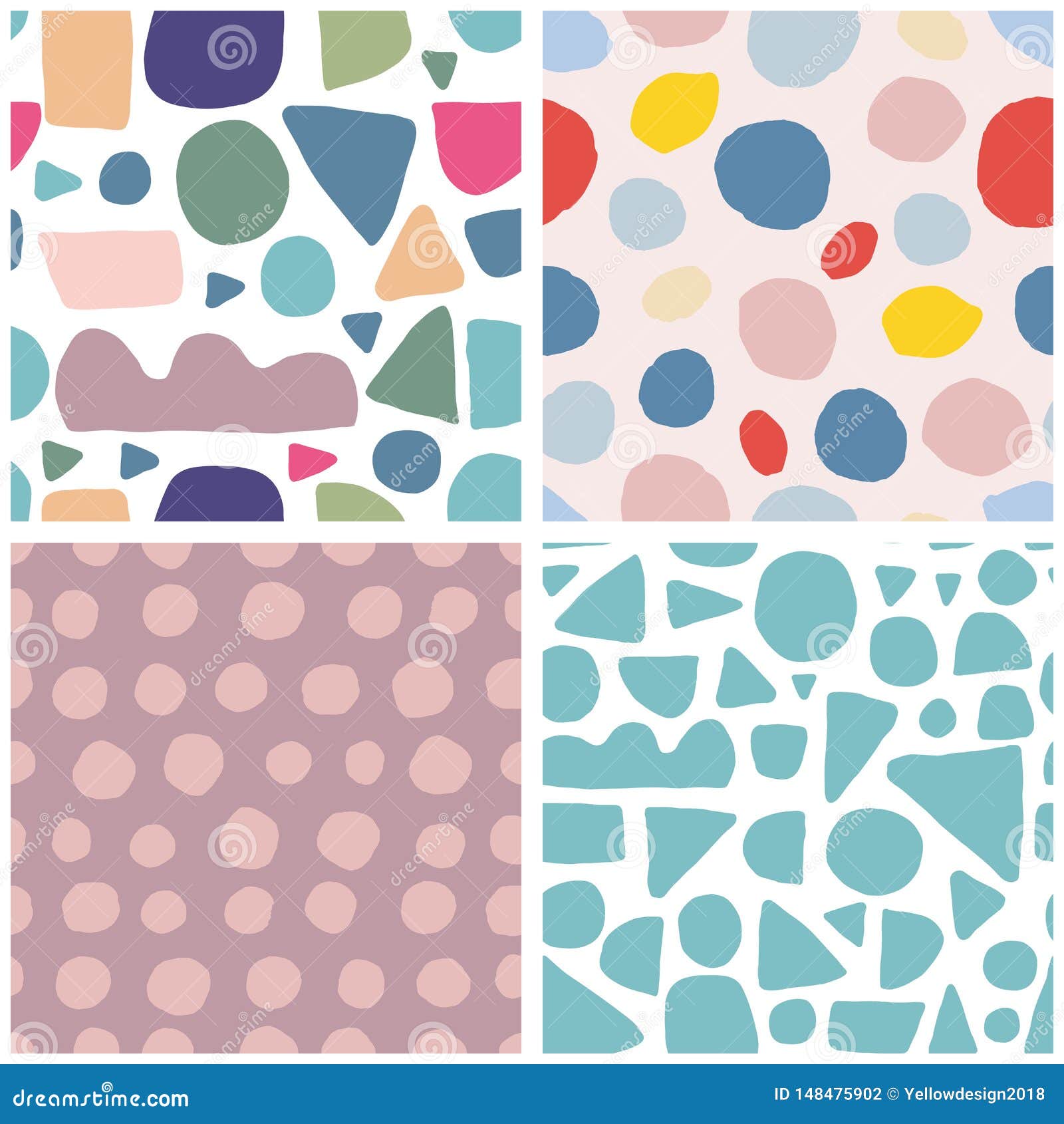 Set of Trendy Abstract Blotch Shape Seamless Pattern Stock Illustration ...