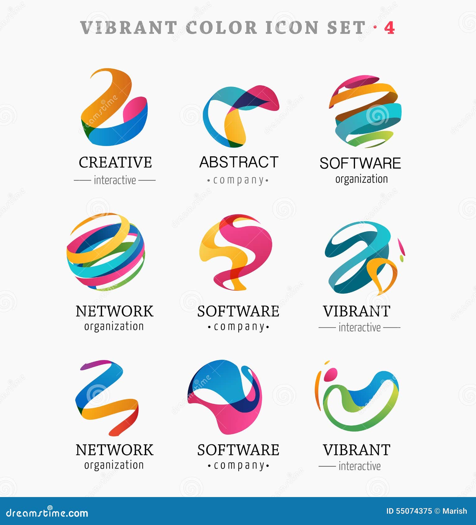 Set of Trendy Abstract, Vibrant and Colorful Icons Stock Vector ...