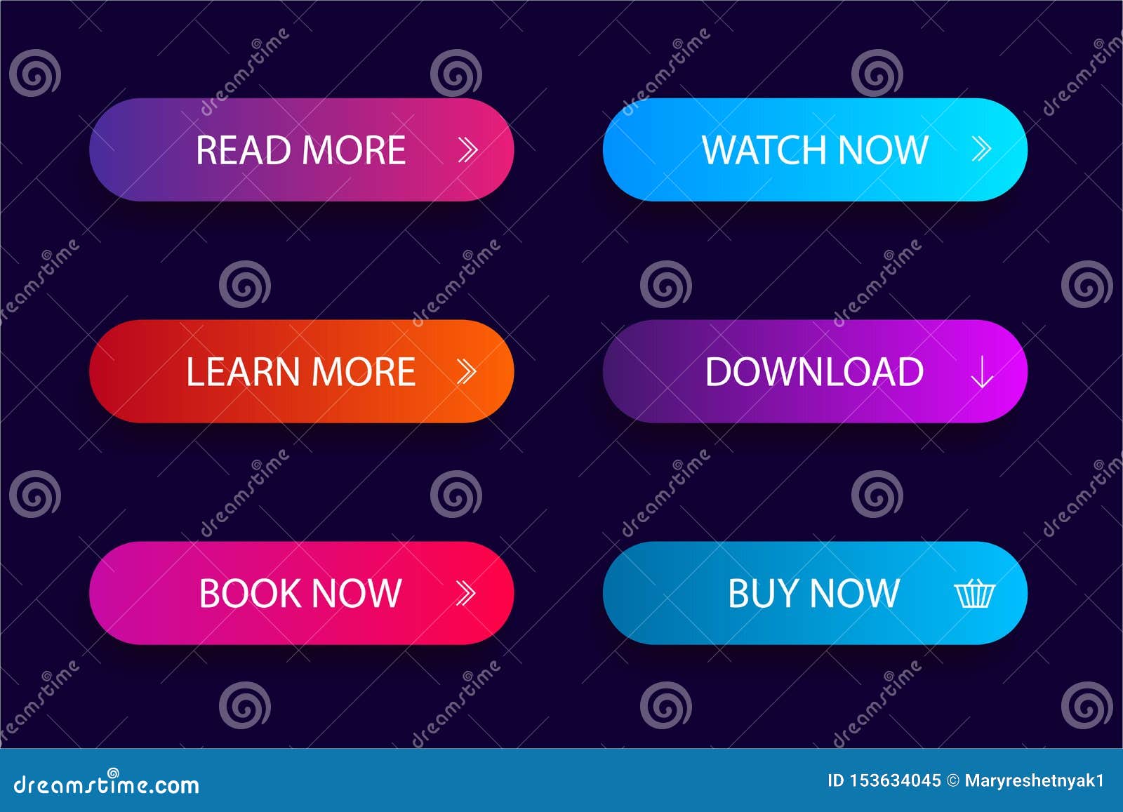 Set Of Trendy Action Button For Web Mobile App Template Modern Navigation Button Menu Button
