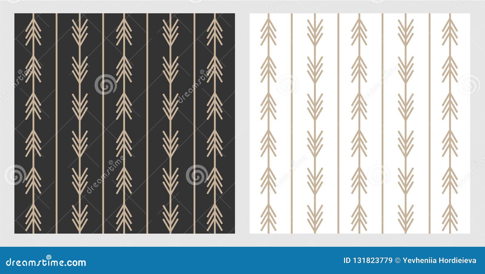 Set of Trendy Boho Style Arrow Patterns in Black and White for Layout ...