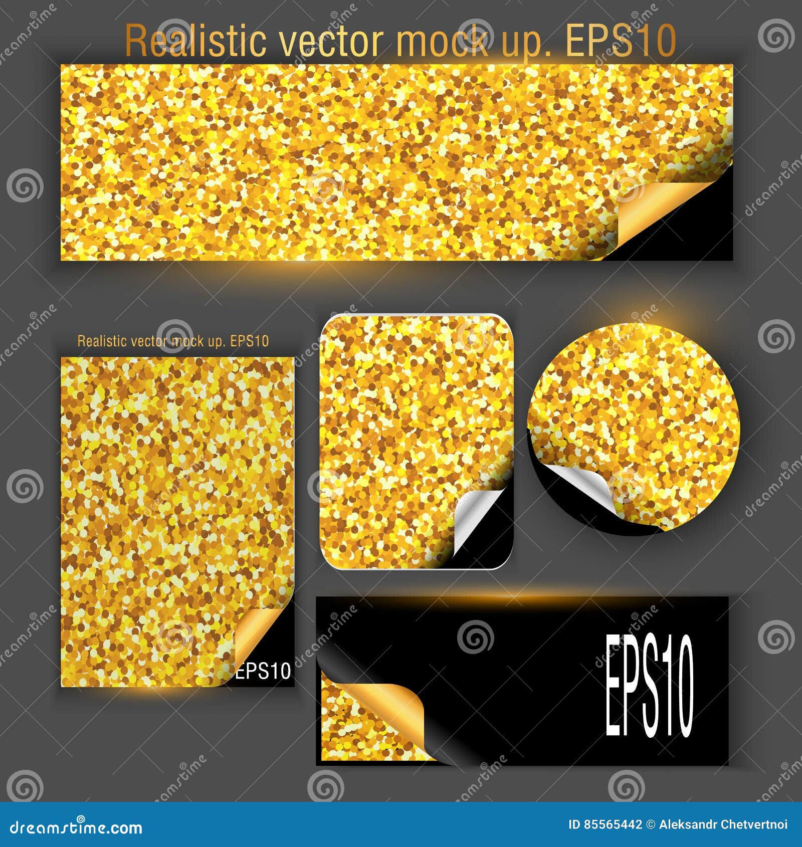 Set of Trendy Gold Vector Banners Template or Website Headers Stock ...