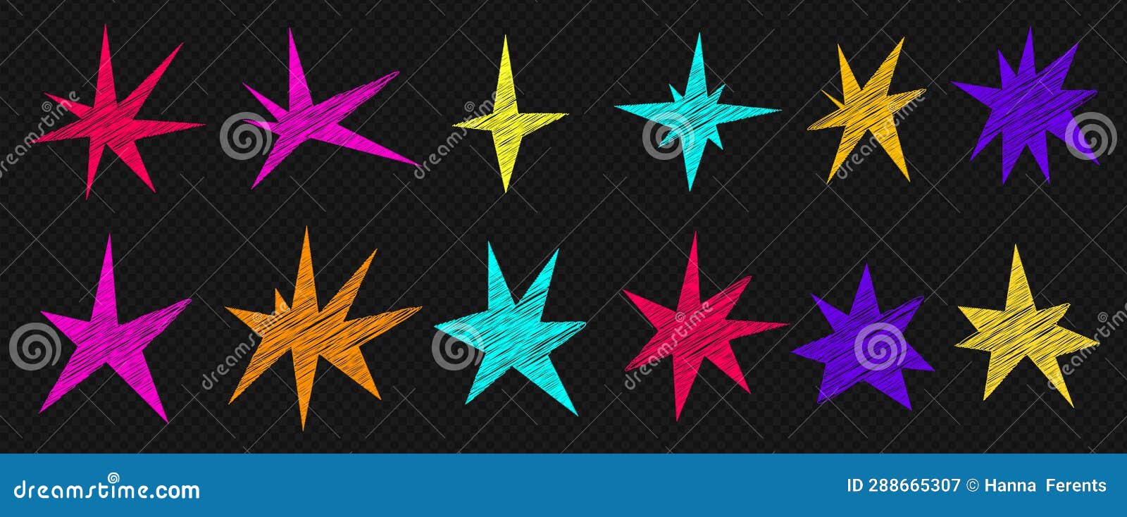 A Set of Trendy Irregular Stars. Simple Hand Drawn Shapes with Textures ...