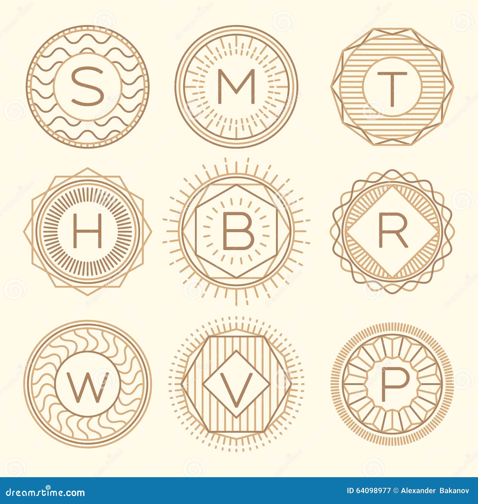 Set Trendy Monograms Logotypes Vector Linear Style Stock Vector ...