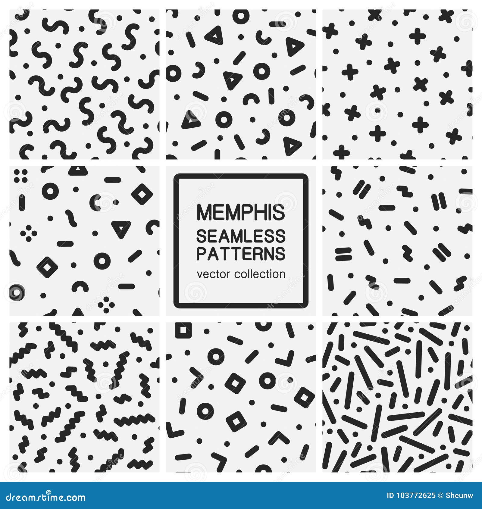 Set of Trendy Seamless Patterns - Memphis Design. Abstract Geometric ...