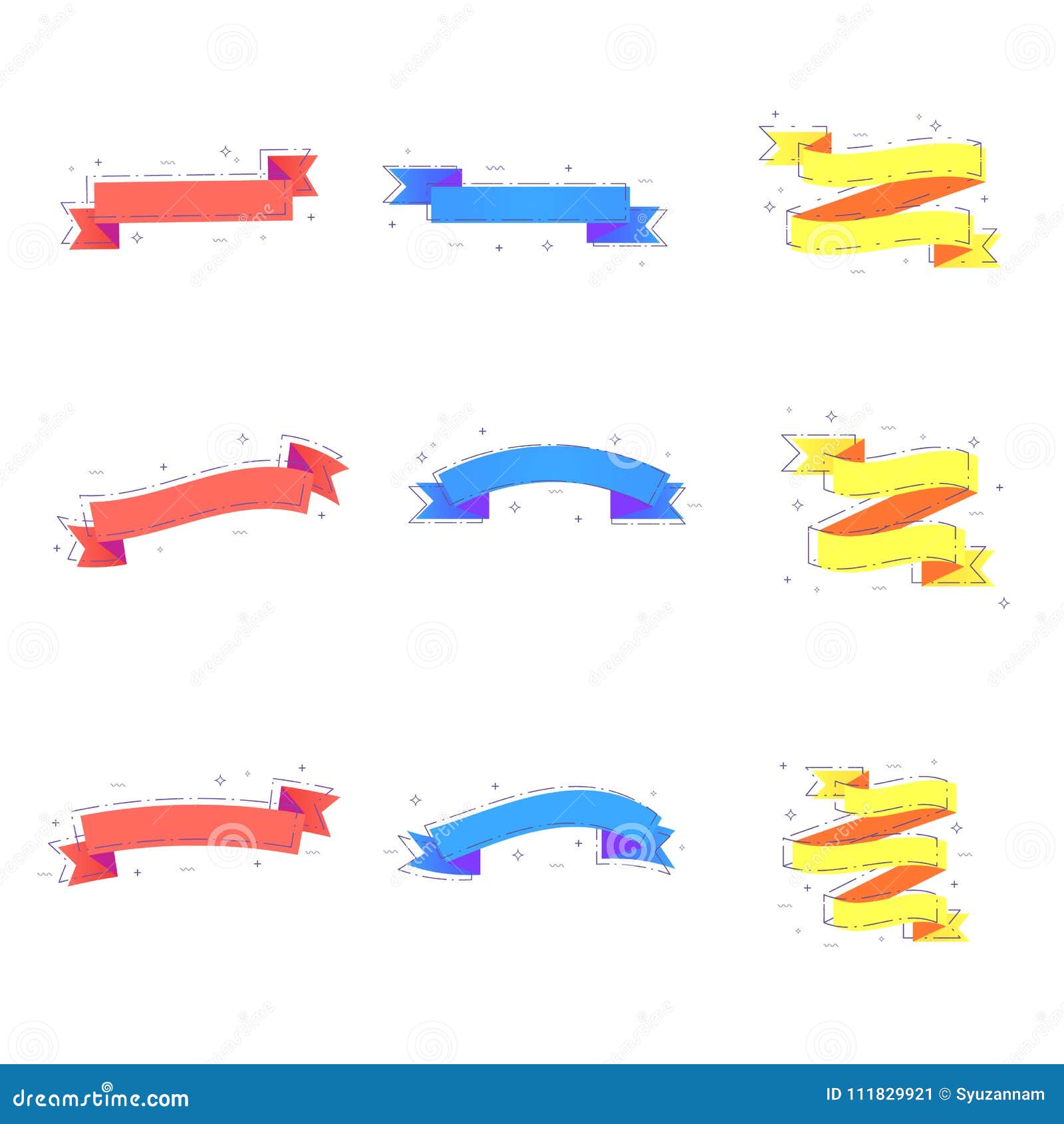 Set of Trendy Style Ribbons. Vector Illustration. Stock Vector ...