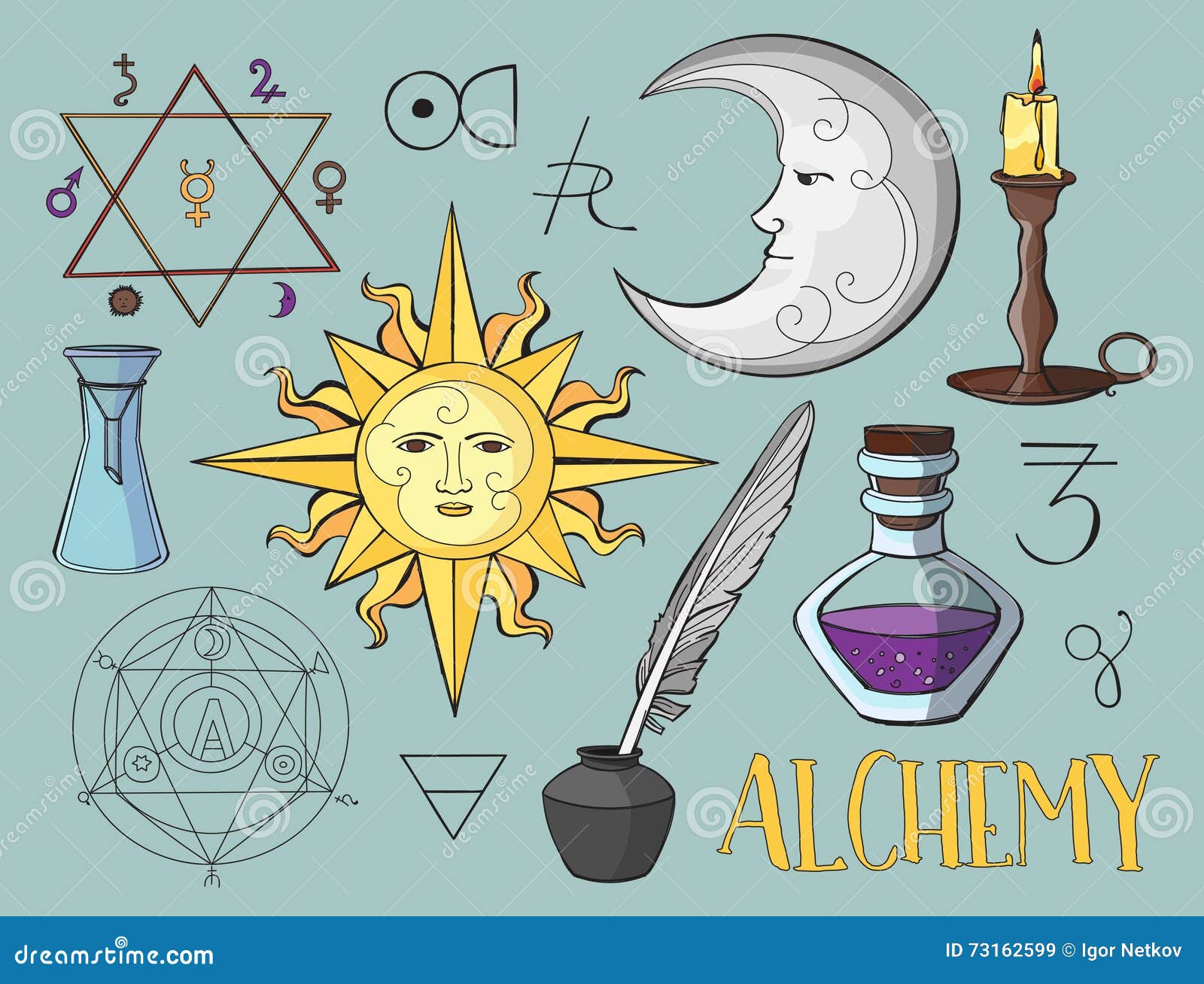 Set of Trendy Vector Alchemy Symbols Stock Vector - Illustration of ...
