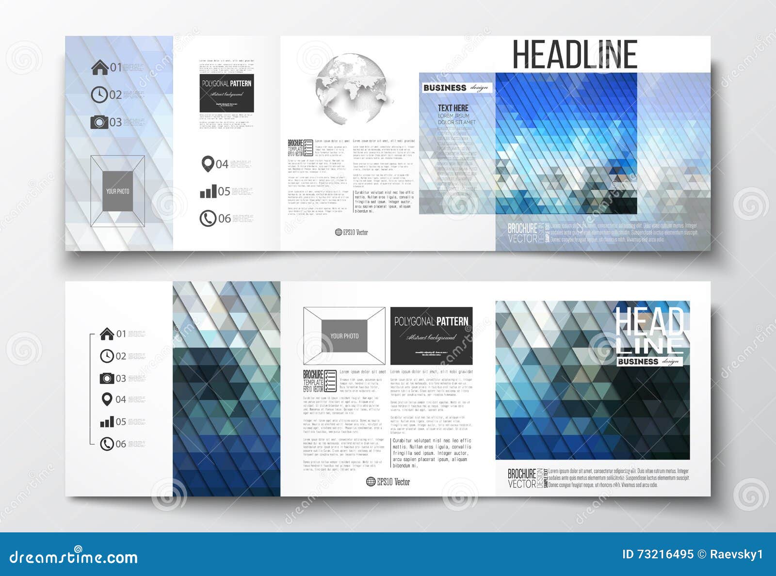 Set Of Tri-fold Brochures, Square Design Templates. Abstract Colorful ...