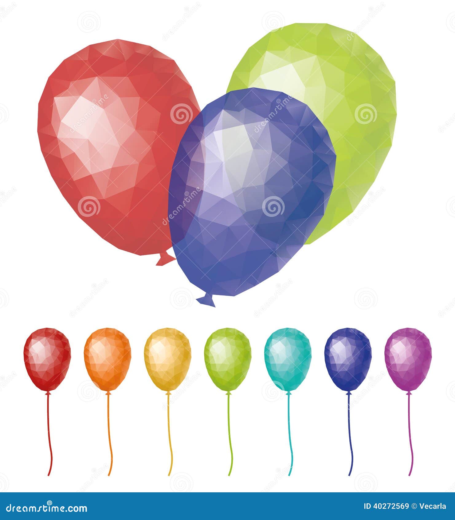 Set Triangle Color Balloons Stock Vector - Illustration of isolated ...