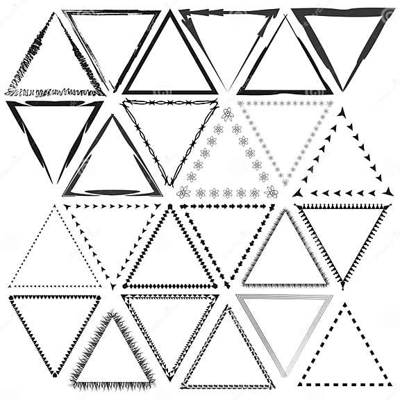 Set of Triangle Frames. Various Decorative Triangle Borders. Black and ...
