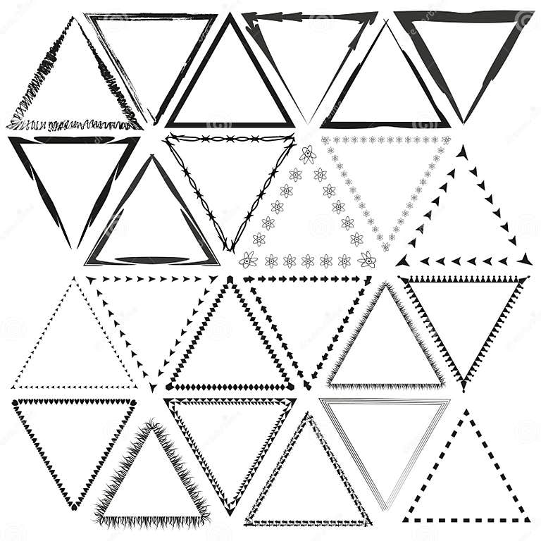 Set of Triangle Frames. Various Decorative Triangle Borders. Black and ...