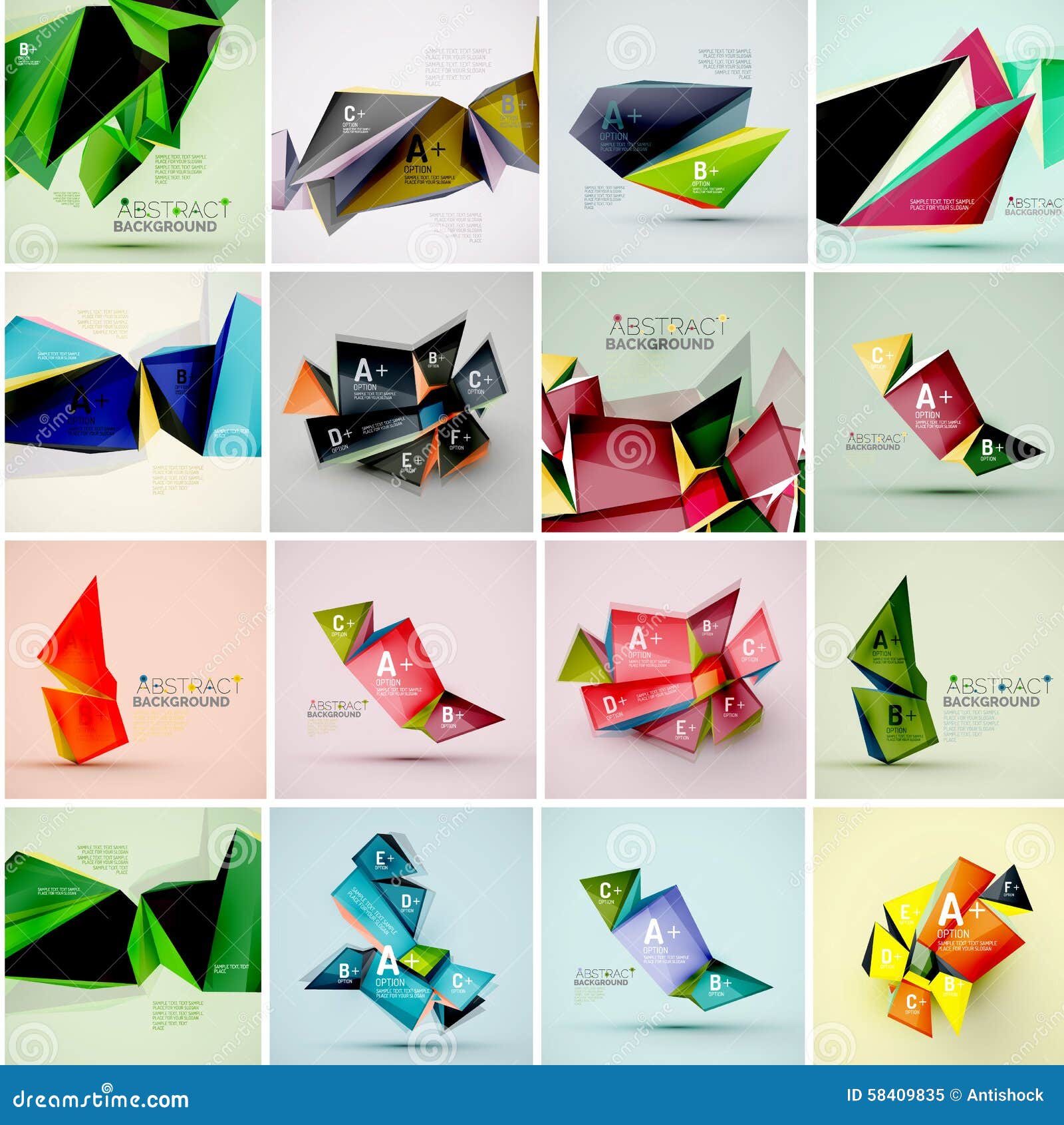 Set of Triangle Geometric 3d Forms. Modern Info Stock Vector ...