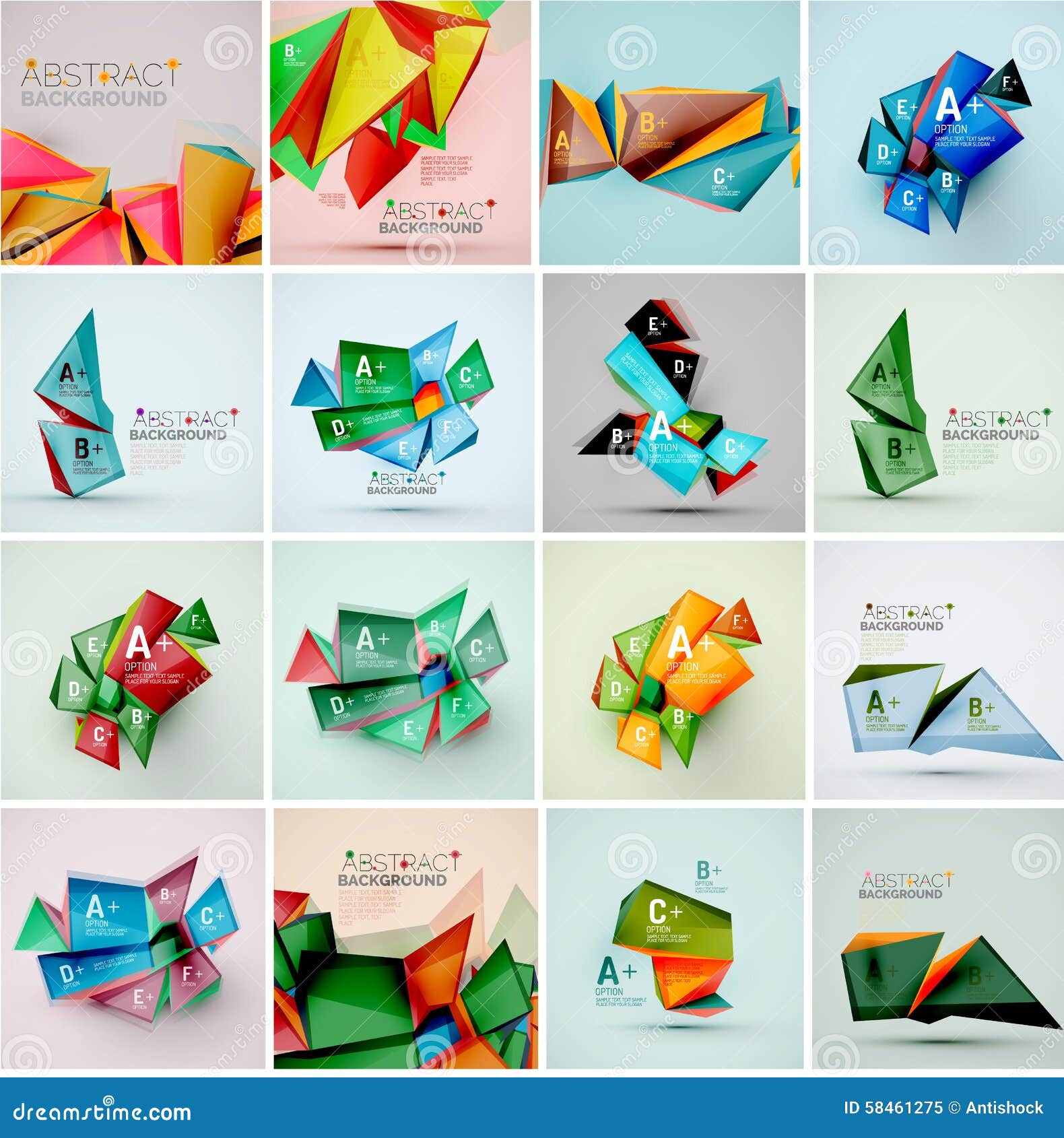 Set of Triangle Geometric 3d Forms. Modern Info Stock Vector ...