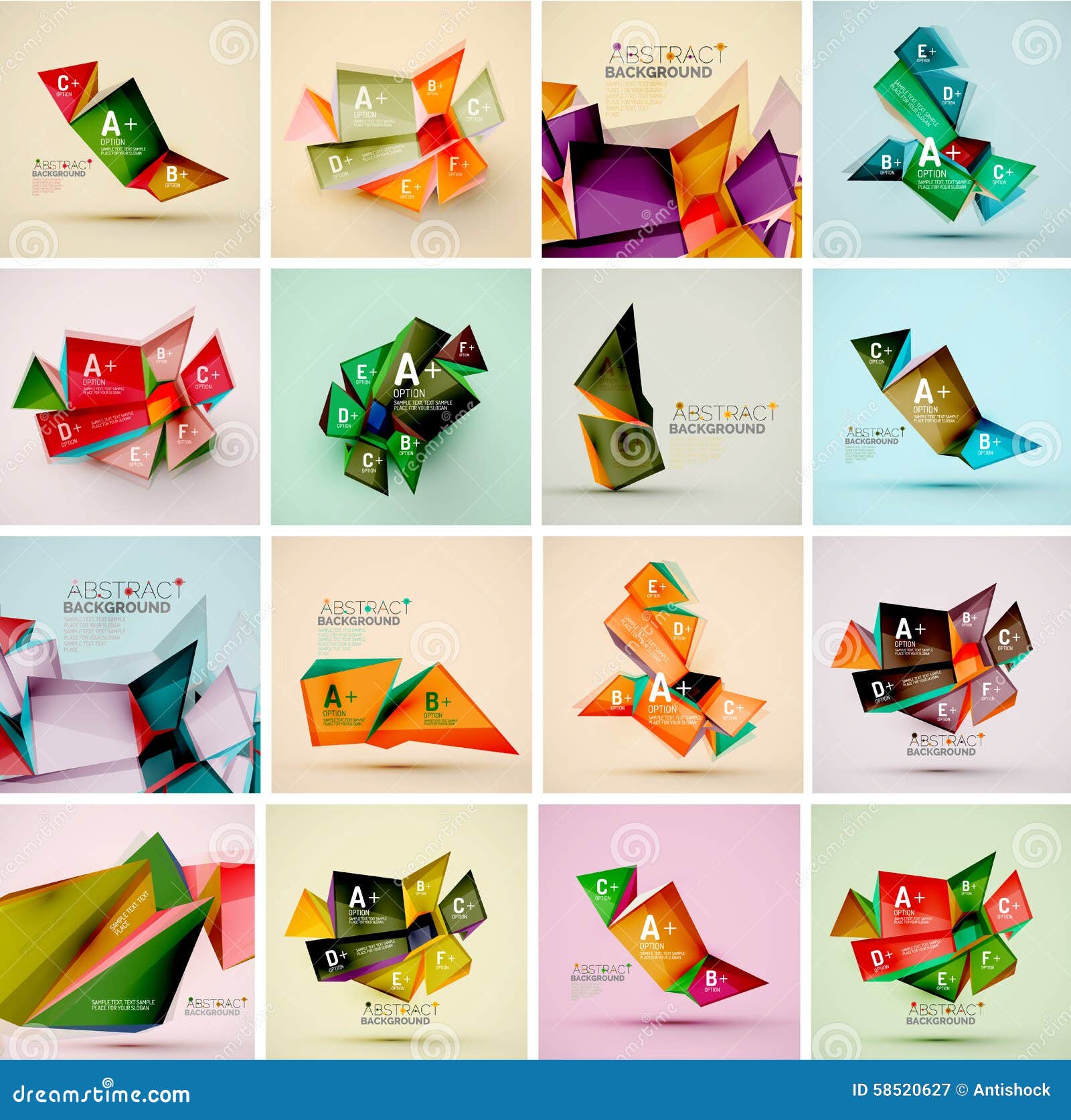 Set of Triangle Geometric 3d Forms. Modern Info Stock Vector ...