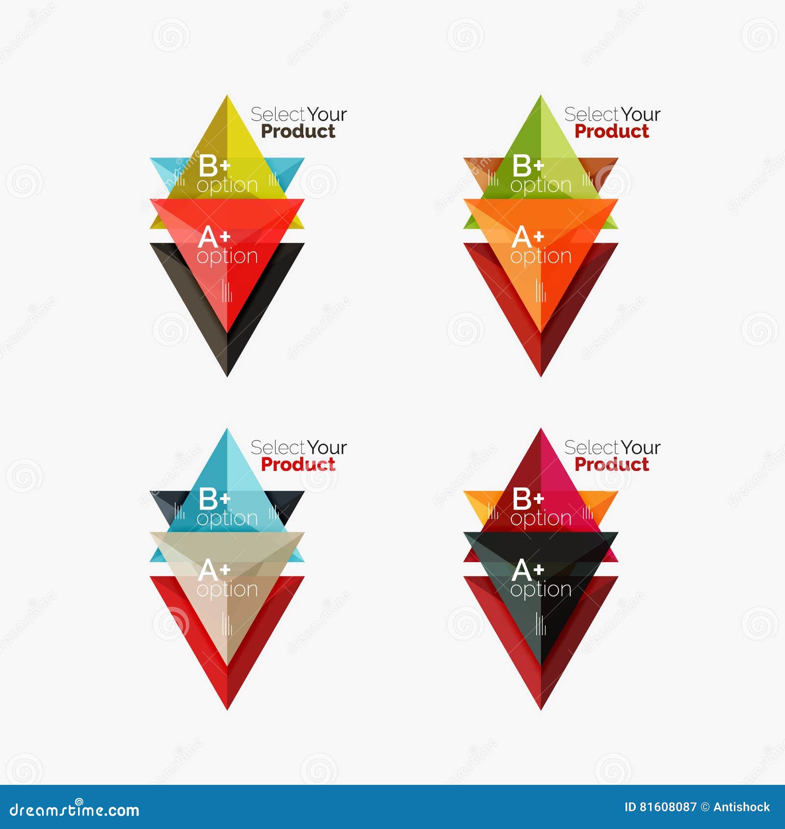 Set of Triangle Infographic Layouts with Text and Options Stock Vector ...
