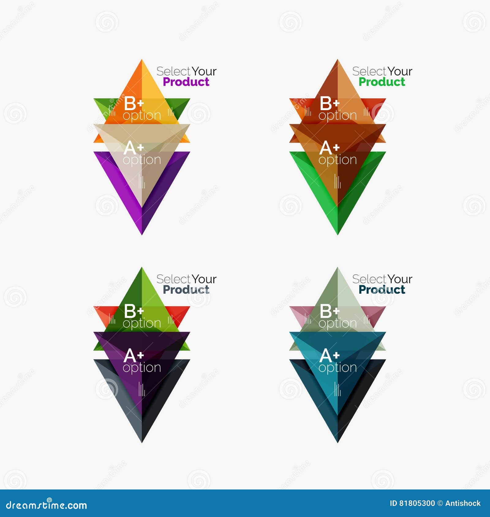 Set of Triangle Infographic Layouts with Text and Options Stock Vector ...