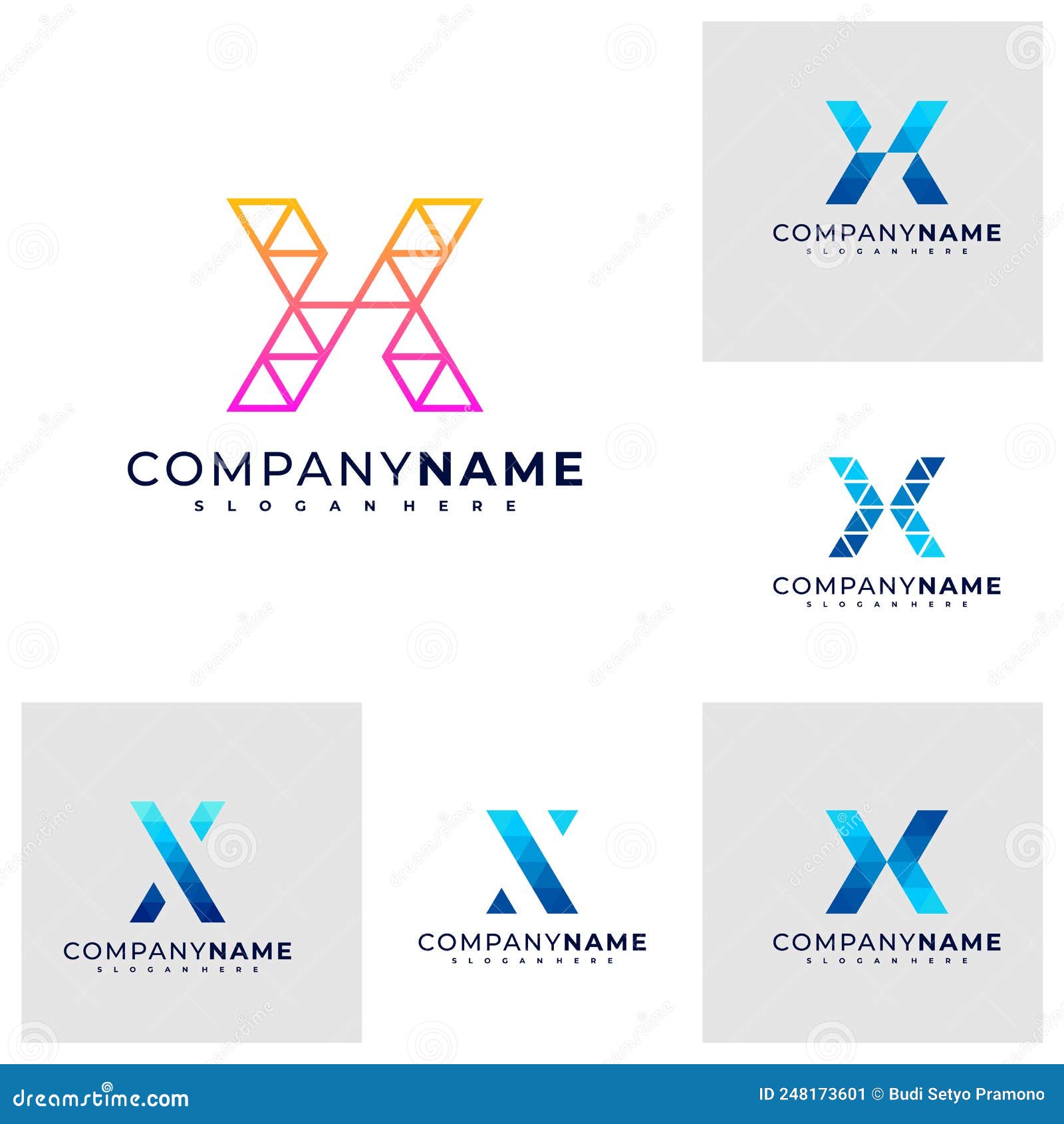 Set of Triangle X Logo Design Vector, Creative X Logo Concepts Template ...