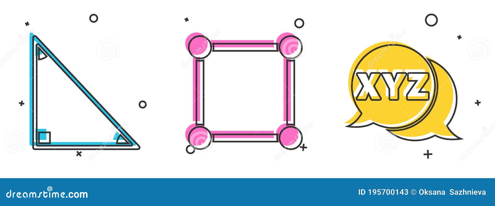 Set Triangle Math Geometric Figure Square And Xyz Coordinate System