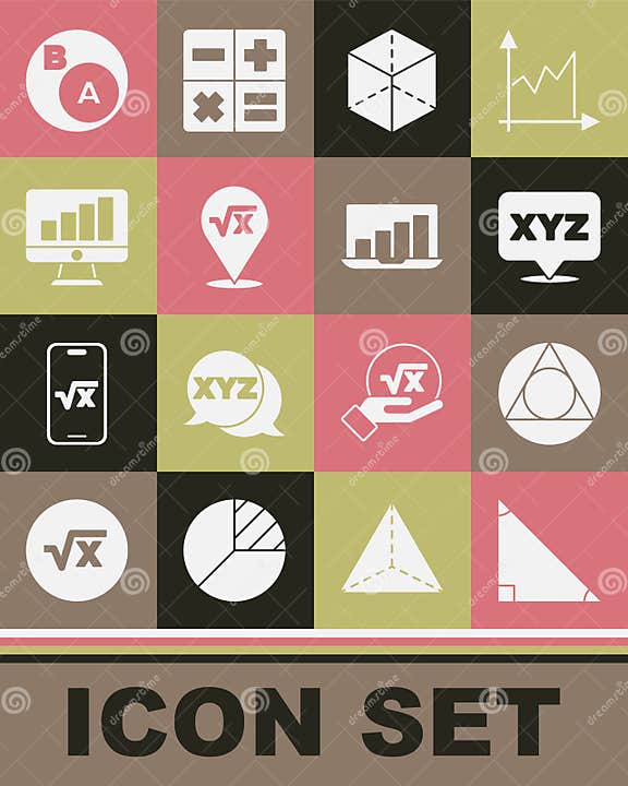 Set Triangle Math, XYZ Coordinate System, Geometric Figure Cube, Square Root of X Glyph ...