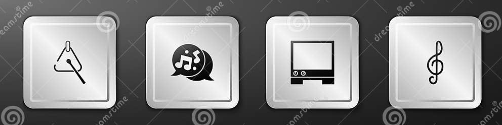 Set Triangle, Music Note, Tone, Voice Assistant and Treble Clef Icon ...