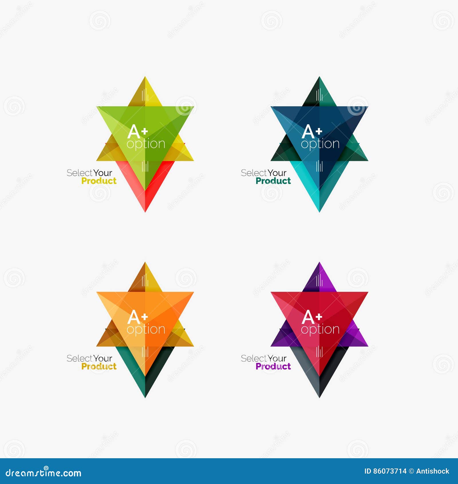 Set Of Triangle Option Infographic Layouts Vector Illustration ...