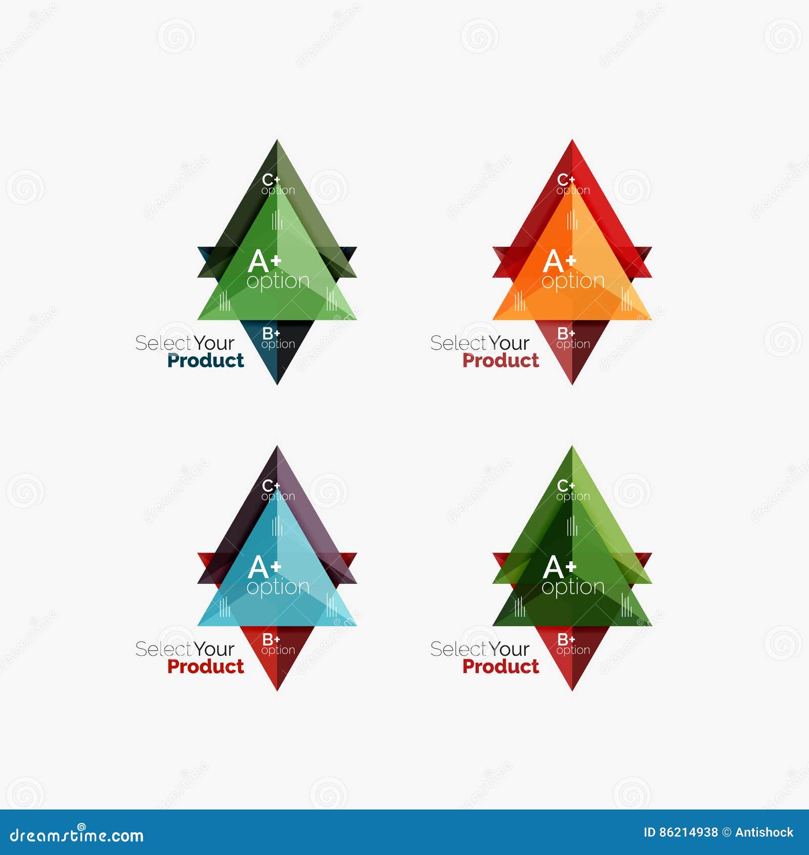 Set Of Triangle Option Infographic Layouts Vector Illustration ...