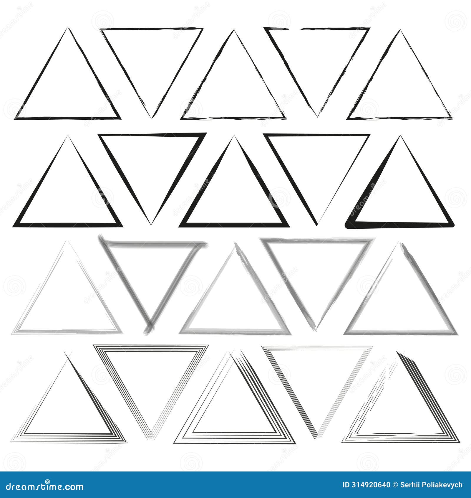 Set of Triangle Outlines. Geometric Shape Variety. Modern Graphic ...