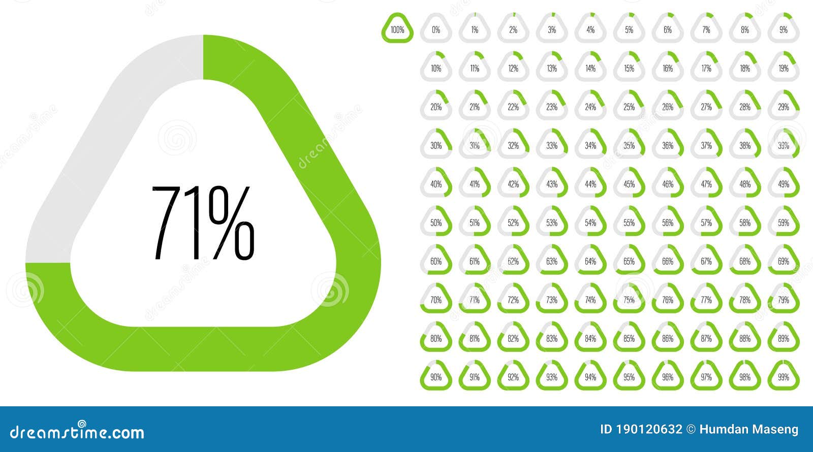 Set of Triangle Percentage Diagrams from 0 To 100 Stock Vector ...