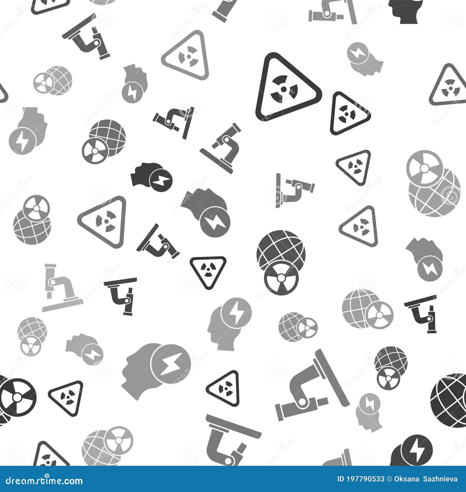 Set Triangle with Radiation, Microscope, Planet Earth and Radiation and ...