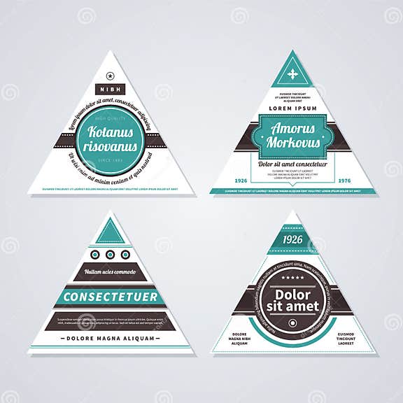 Set of 4 Triangle Retro Badges on White Background. Stock Vector ...