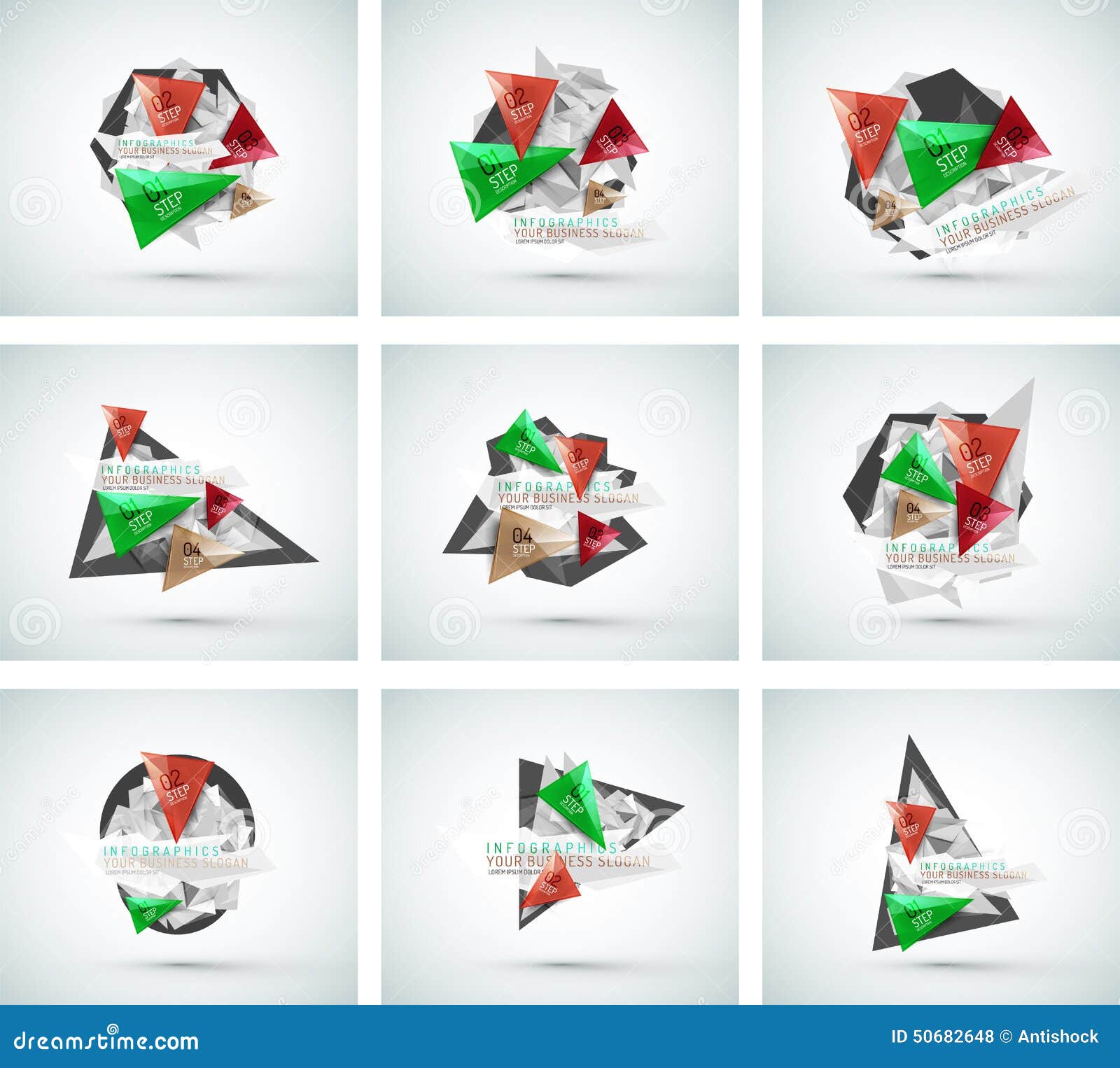 Set of Triangle Shape Modern Paper Infographics Stock Vector ...