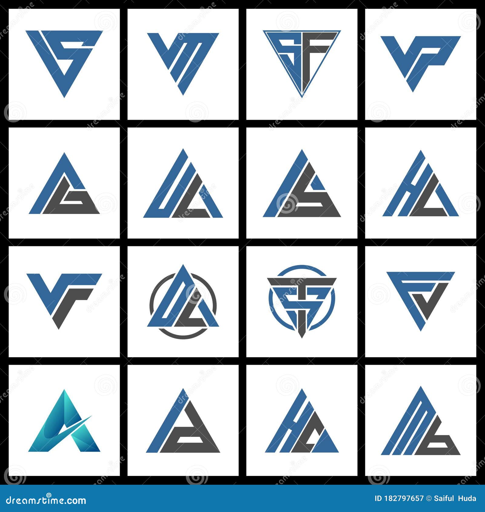 Set of Triangle Simple Logo Icon Design Vector. Stock Vector ...