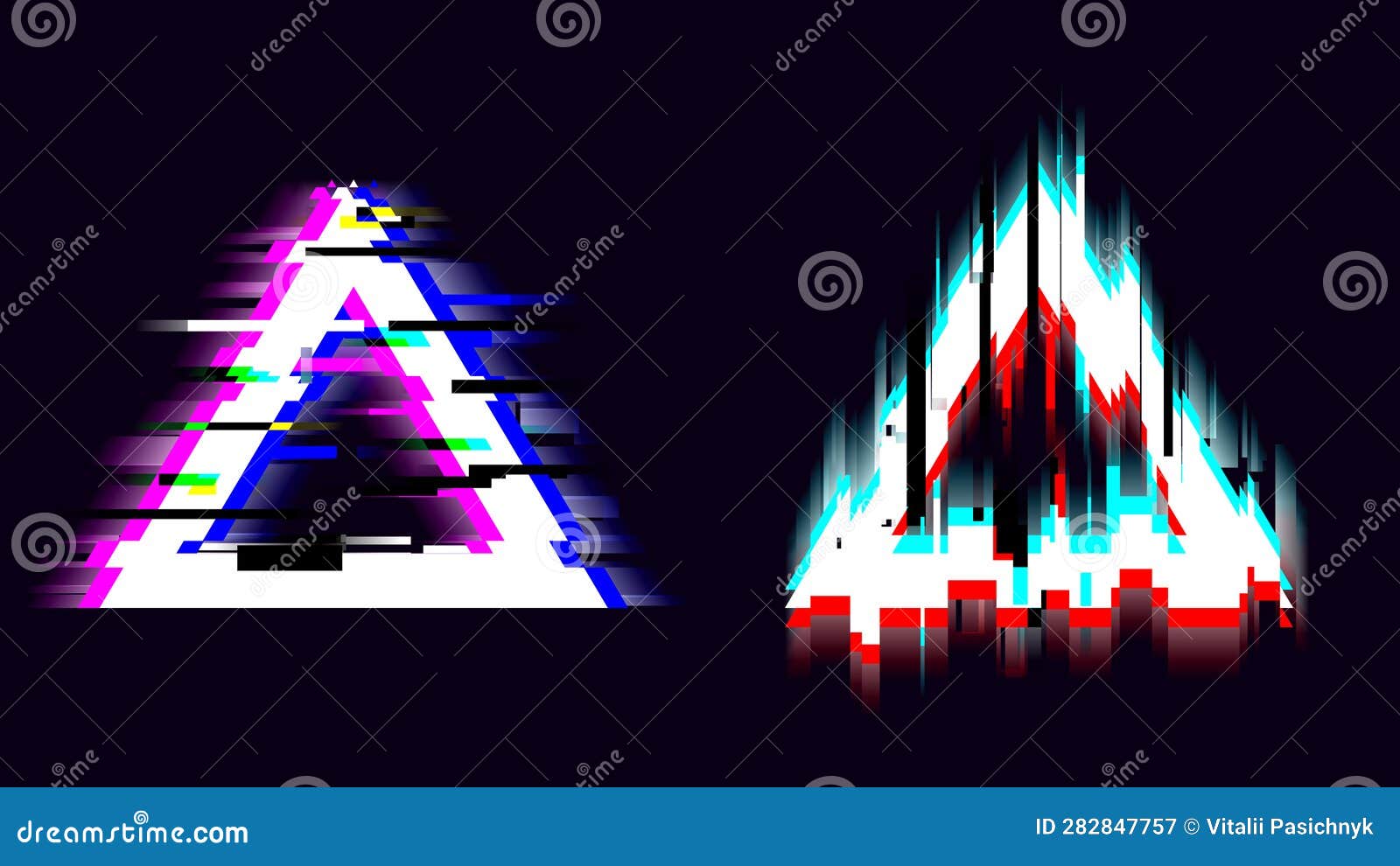 Triangles With Glitch Halftone Texture. Black Shape On A White ...