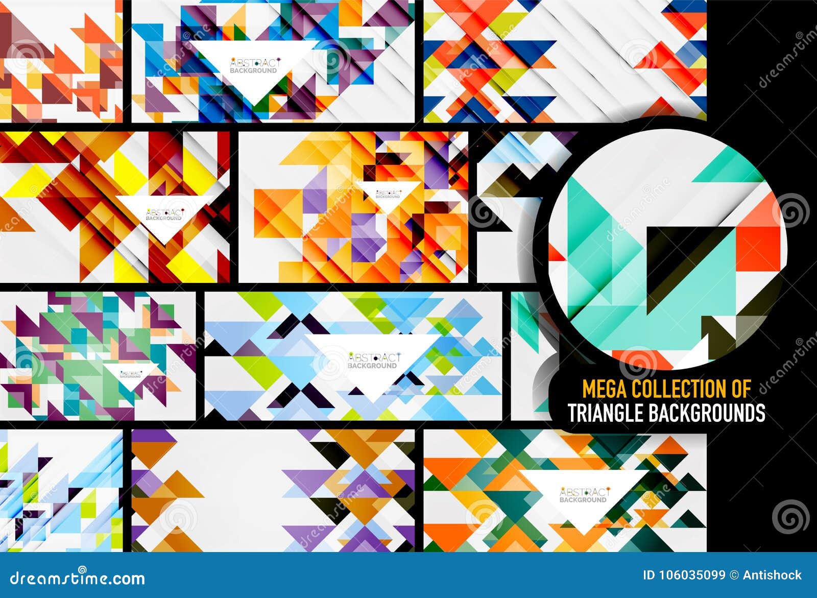 Set of Triangles Repetition Mosaic Backgrounds Stock Vector ...
