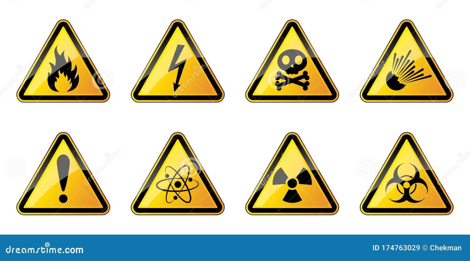 Set of Triangular Danger Symbols. Hazard Signs Stock Illustration ...