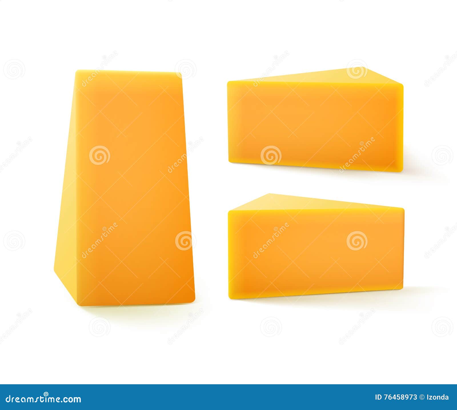 Set of Triangular Pieces Cheddar Cheese Stock Vector - Illustration of ...