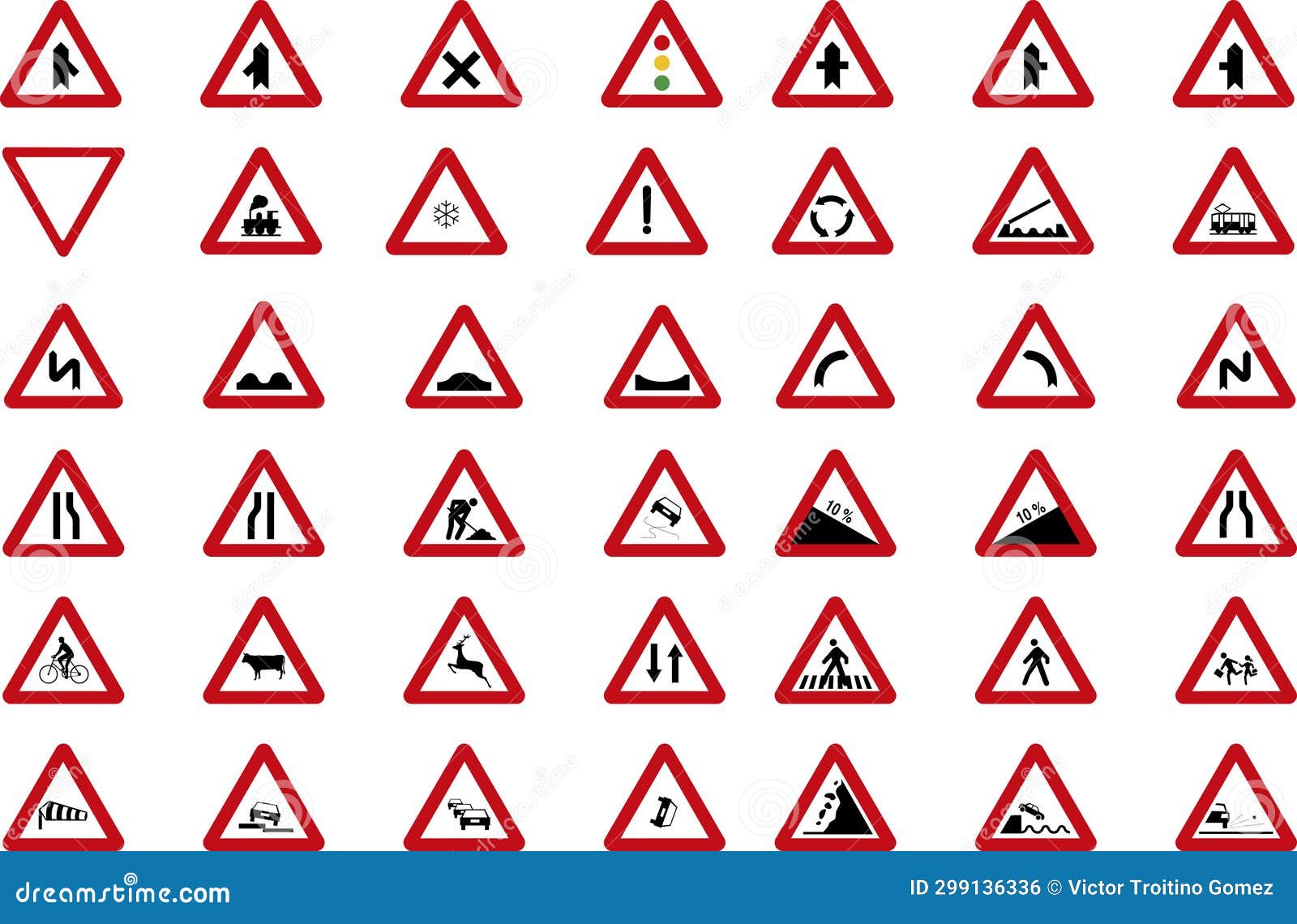 Set of Triangular and Round Traffic, Warning, Stock Vector ...