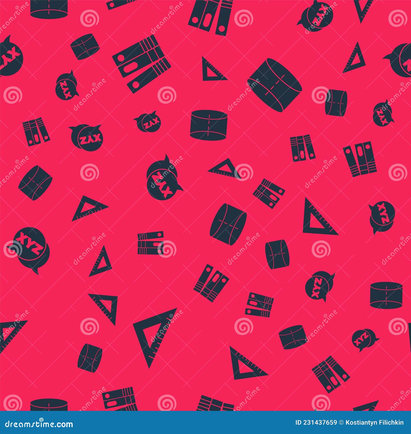 Set Triangular Ruler Office Folders Xyz Coordinate System And