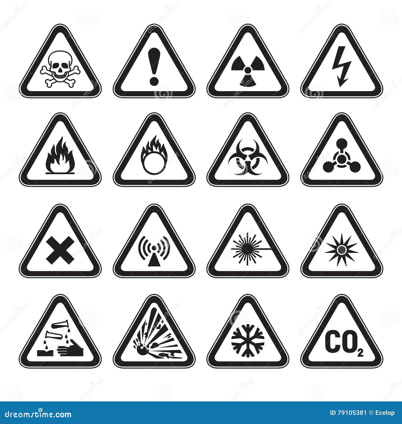 Set of Triangular Warning Hazard Signs Black Stock Vector ... Set of Triangular Warning Hazard Signs Black Stock Vector ...