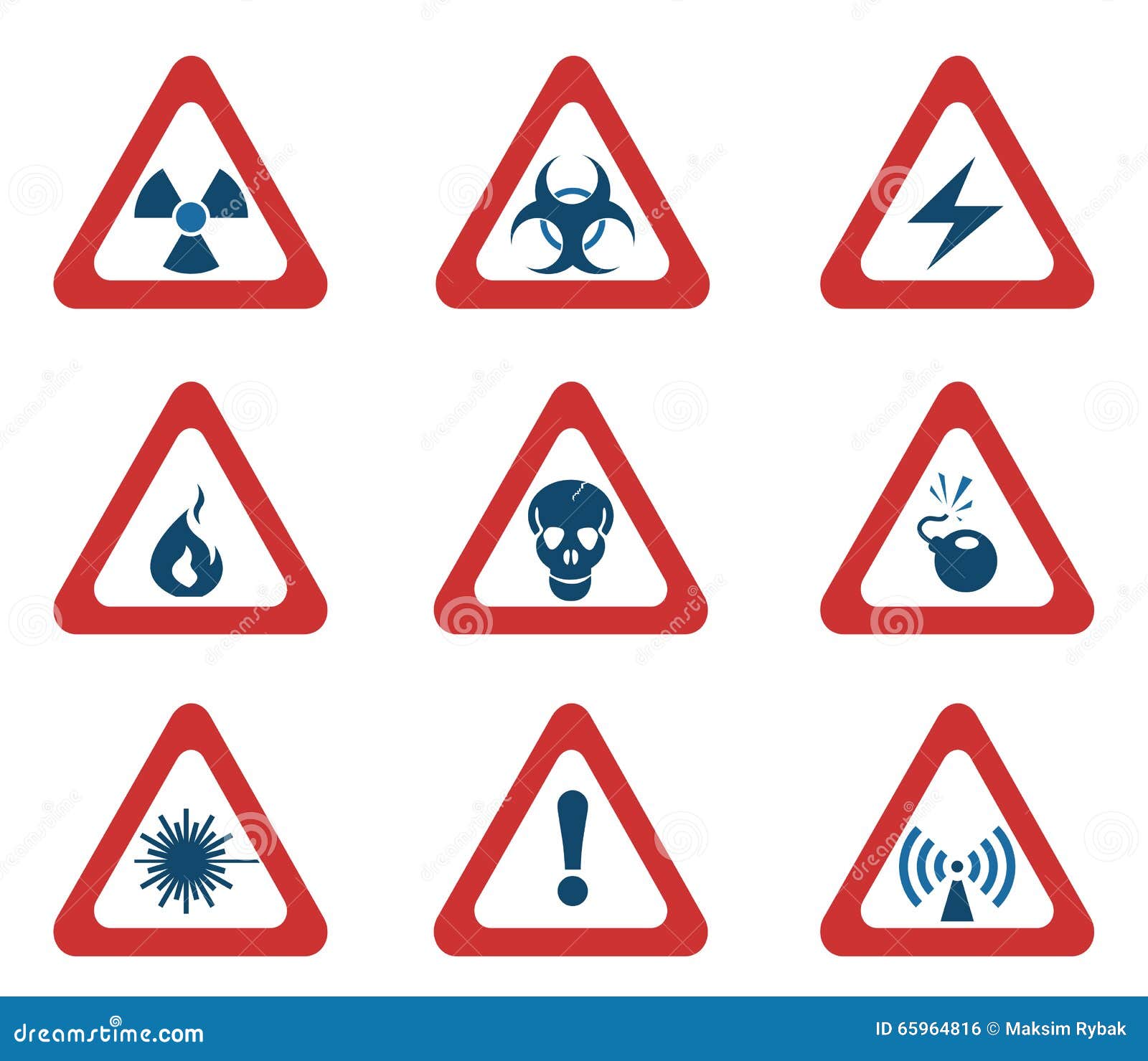 Set of Triangular Warning Hazard Signs Stock Vector - Illustration of ...