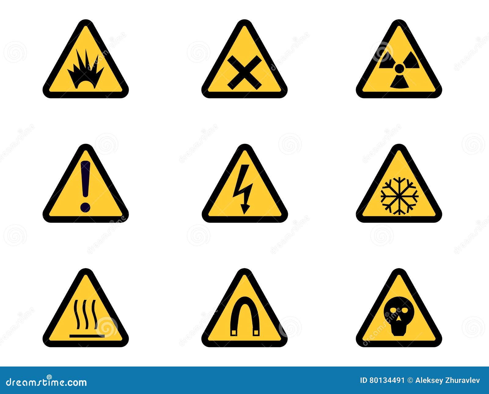 Set of Triangular Warning Hazard Signs Stock Vector - Illustration of ...
