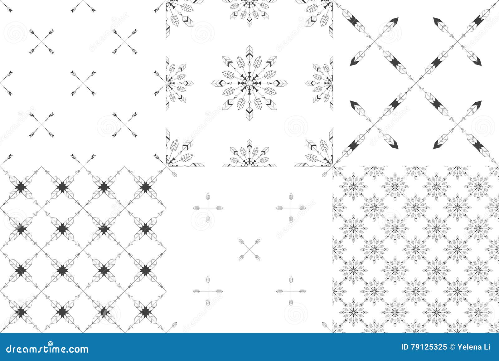 Set of 6 Tribal Minimalism Seamless Patterns. Stock Vector ...