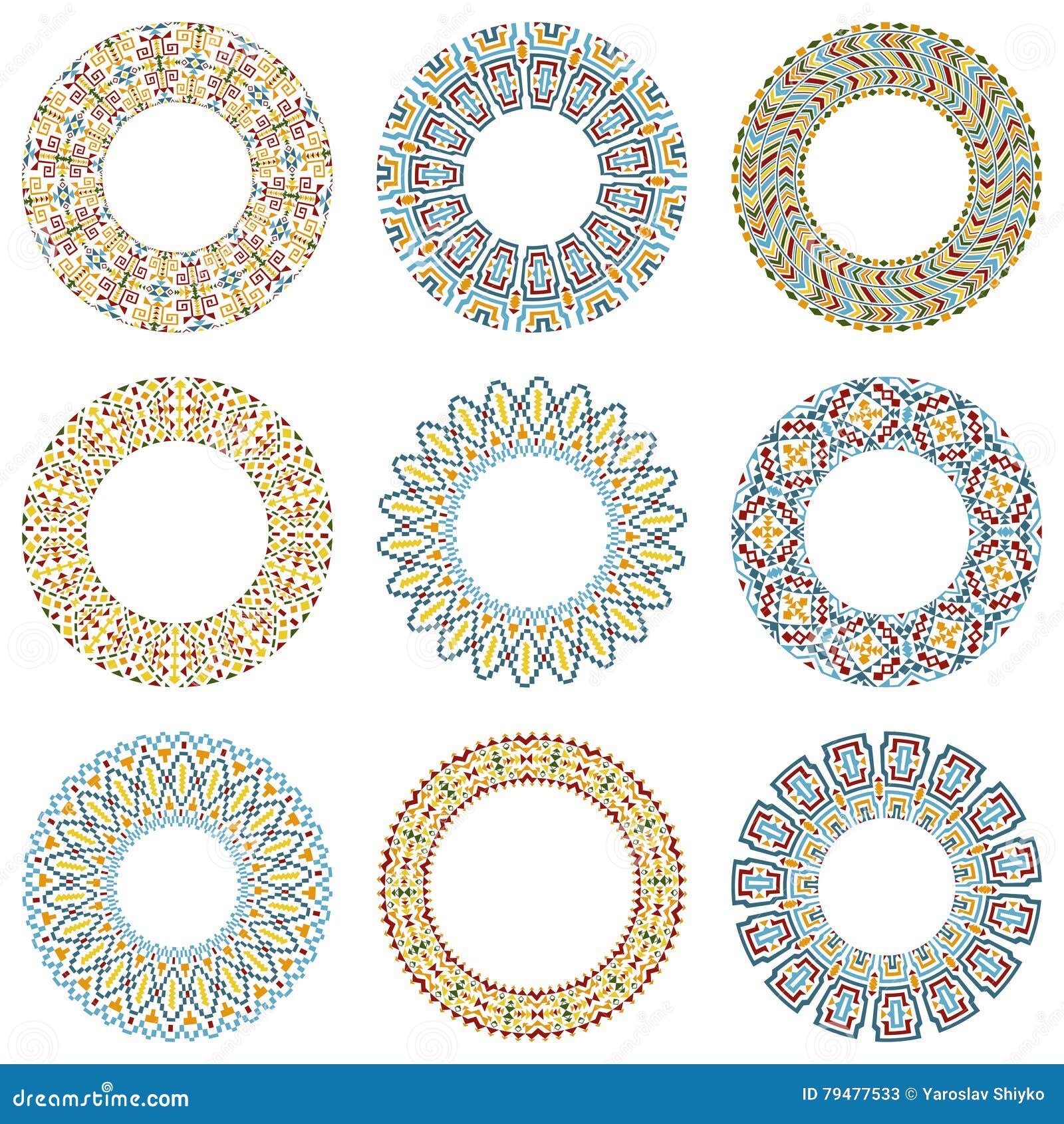 Set of Tribal Round Patterns in Ethnic Style Stock Vector ...