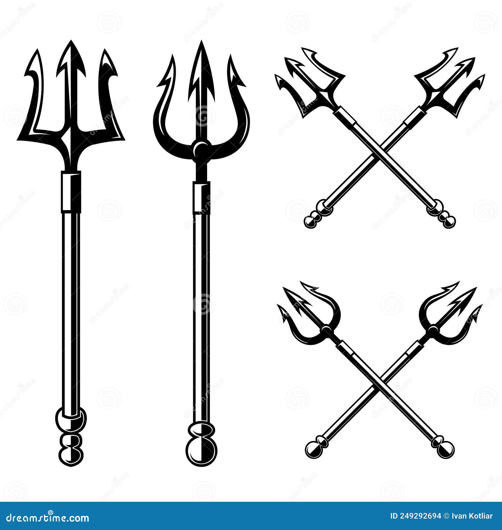 Set of the Trident Illustrations. Design Element for Logo, Label, Sign ...