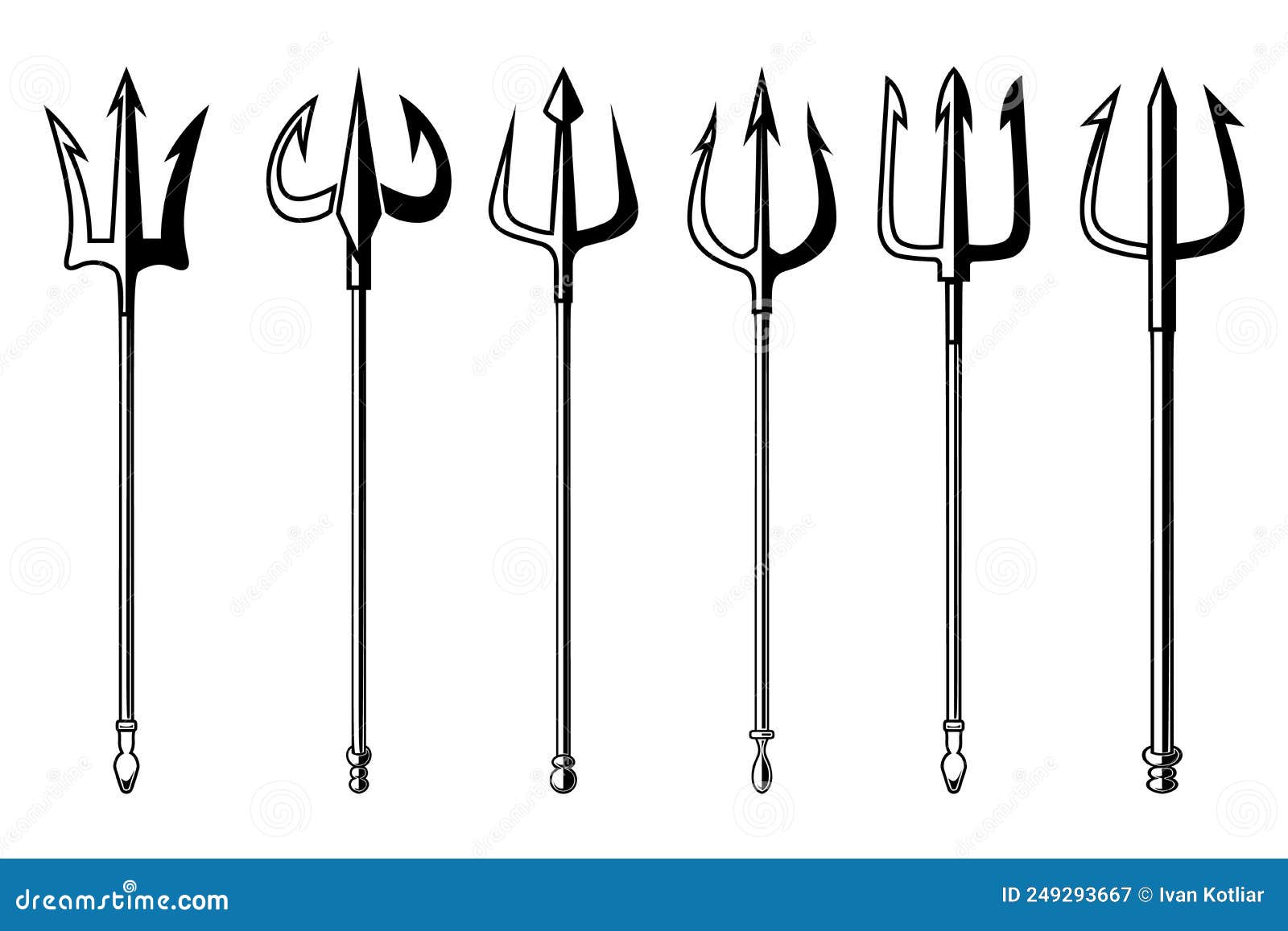 Set of the Trident Illustrations. Design Element for Logo, Label, Sign ...